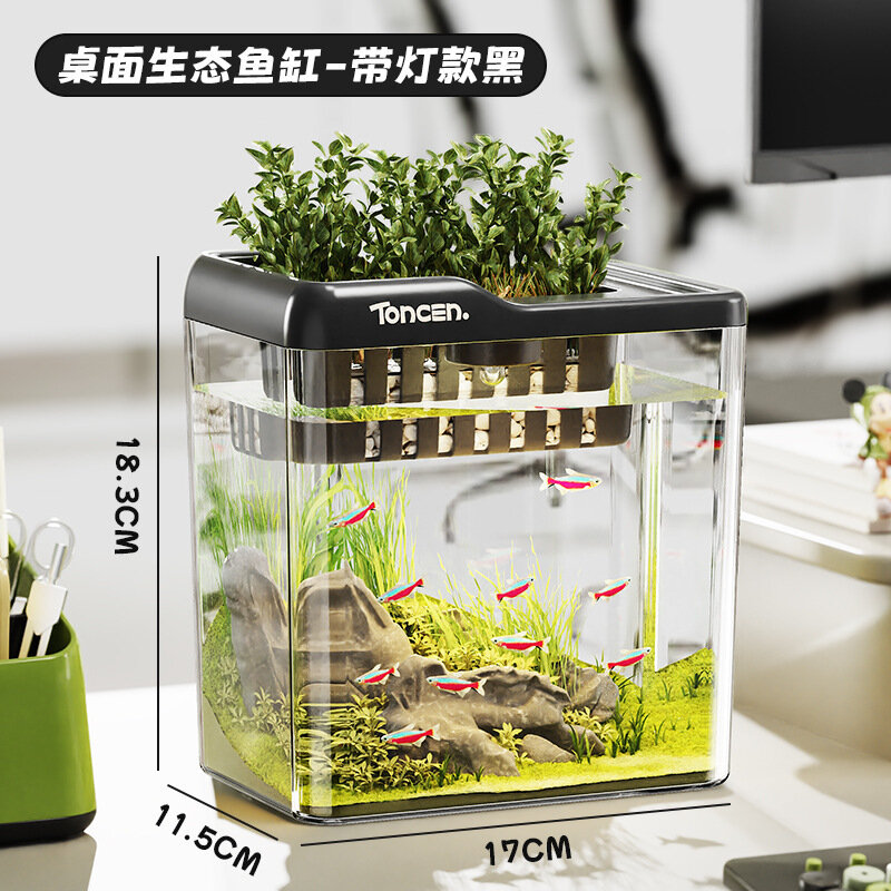 Новый многофункциональный аквариум для разведения черепах для гостиной, домашнего использования, имитация стекла, прозрачный, небольшой настольный экологический аквариум для офиса.