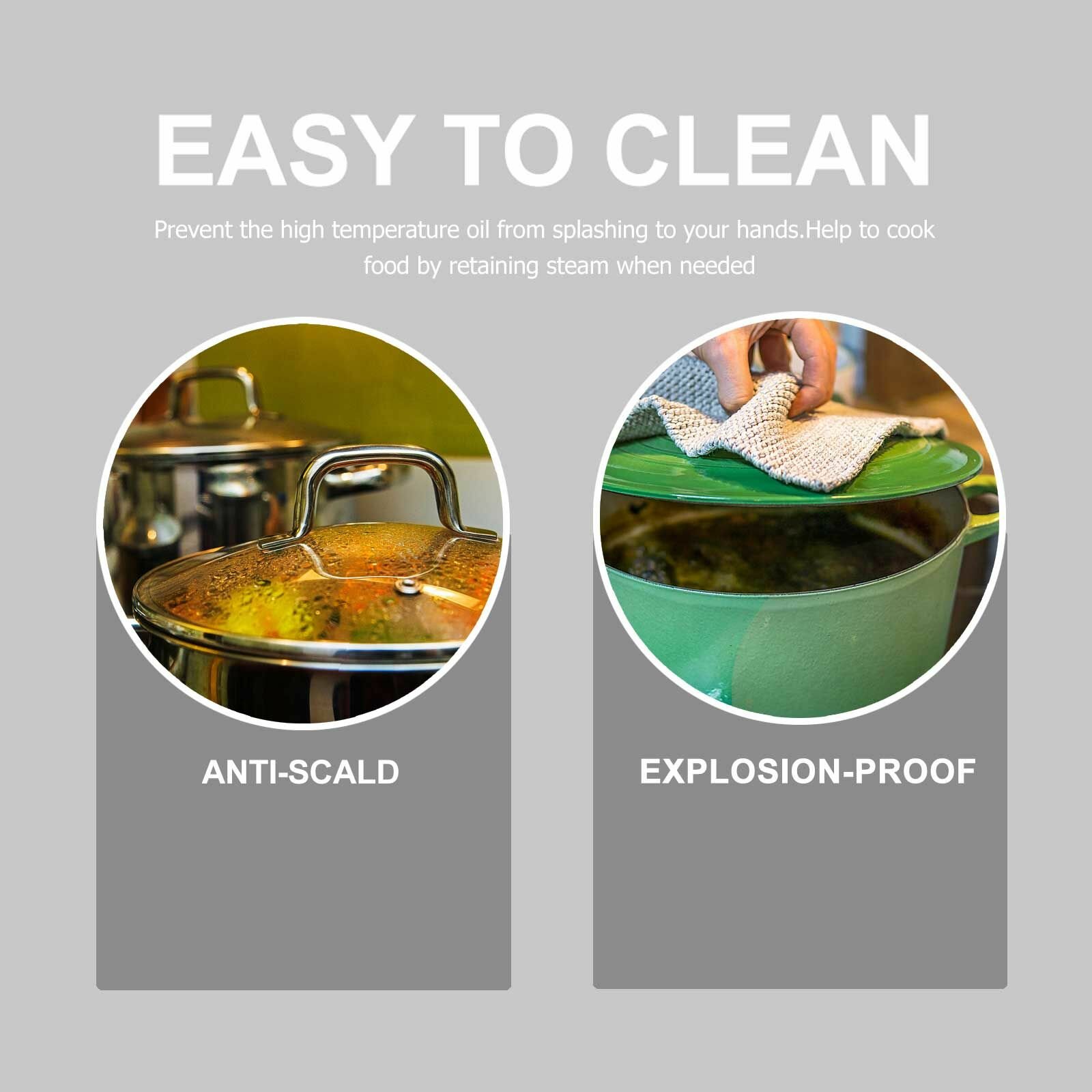 Крышка для кастрюли из толстого нержавеющего металла с прозрачным стеклом и термостойкой ручкой, 32 см