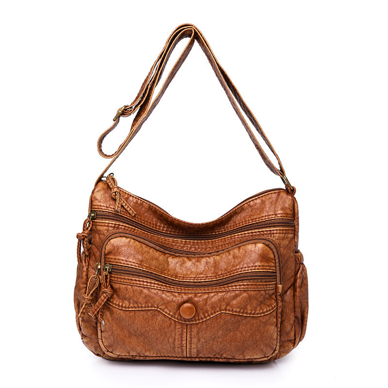 Сумка через плечо, женская новая модная сумка через плечо из мягкой кожи из искусственной кожи, большая вместительная сумка из мытой кожи в стиле ретро, маленькая квадратная сумка, легкая сумка для