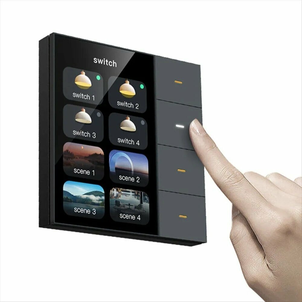 Умный настенный выключатель с сенсорным экраном, 4 группы, шторы Tuya ZigBee A