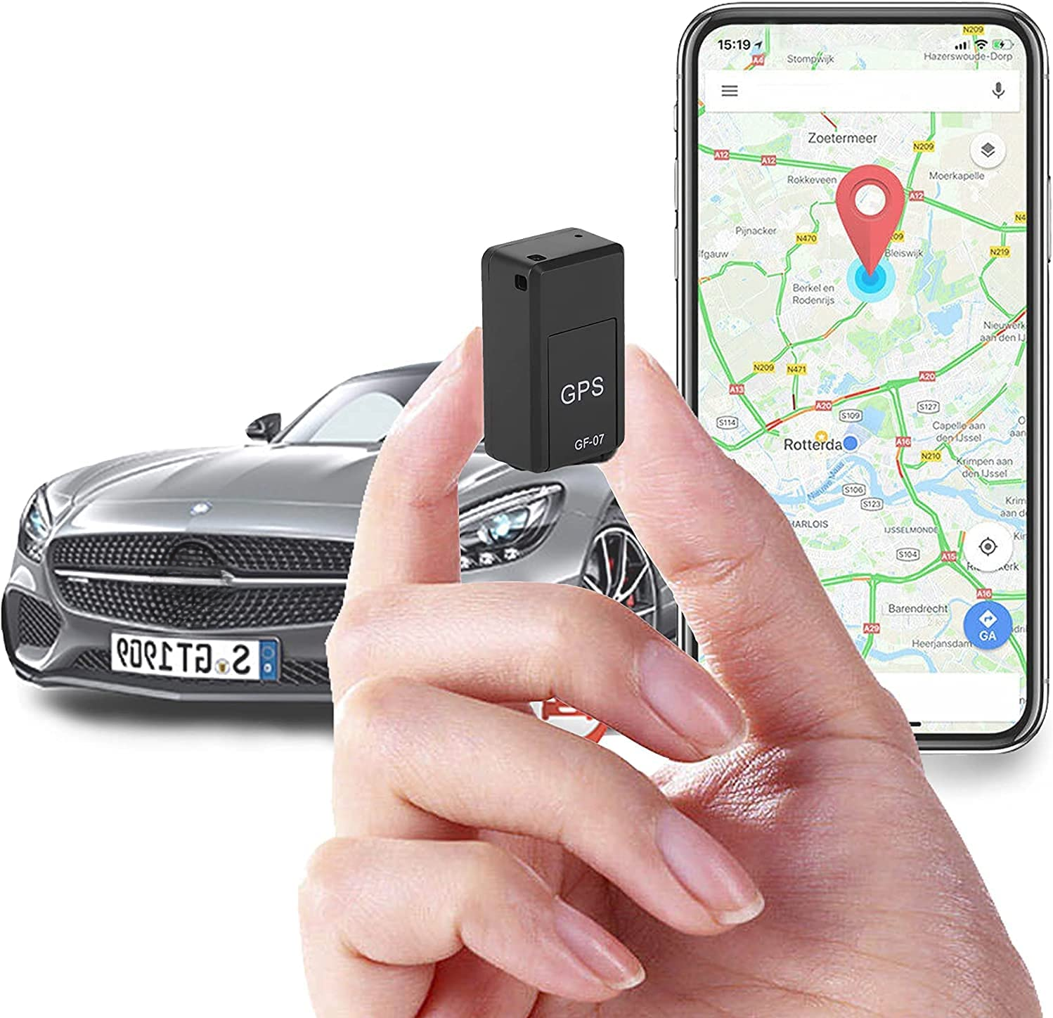 GPS Tracker для Транспорта, Мини Магнитный GPS Локатор в реальном времени для Автомобиля, Полное Покрытие США, Без Ежемесячных Платежей, Длинное Режим Ожидания GSM SIM GPS Tracker для Транспорта/Автомобиля/Человека, Черный, Размеры 1.57x0.91x0.63 дюйма