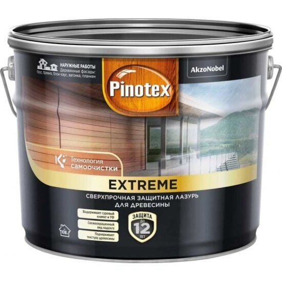 Пропитка декоративная для защиты древесины Pinotex Extreme база BC полуматовая 9 л