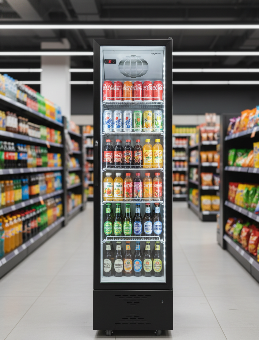 Холодильный шкаф-витрина БИРЮСА B300D, объем 345 литров, черный