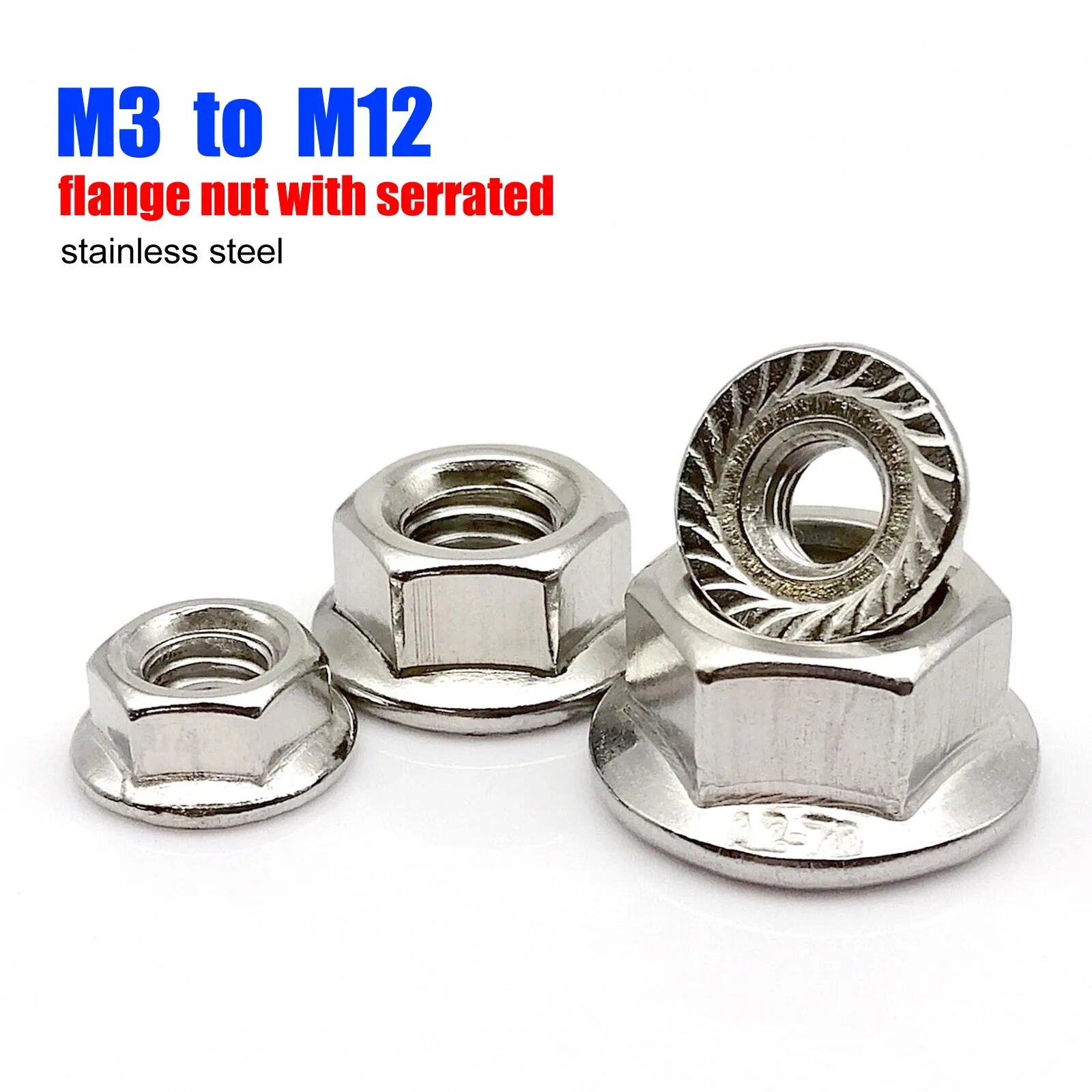 2/5/10/20/25/50/100 шт. M3 M4 M5 M6 M8 M10 M12 DIN6923 Нержавеющая сталь с шестигранной головкой и зубчатым фланцем, стопорная гайка