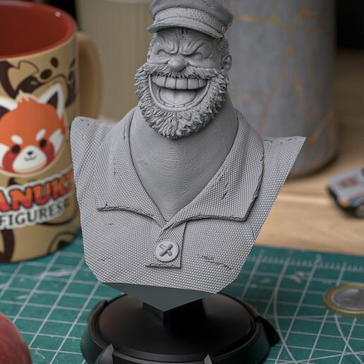 Сборная модель Bluto (Popeye), бюст, 150мм для покраски