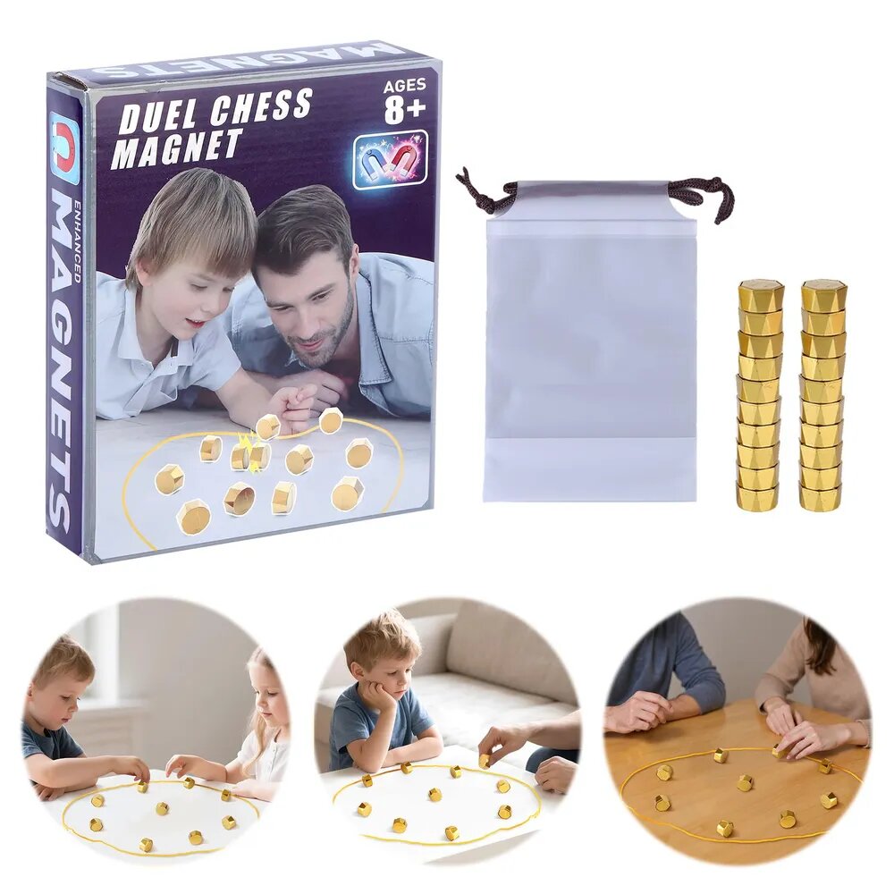 Магнитные шахматы в подарочной коробке с 20 золотыми фигурами