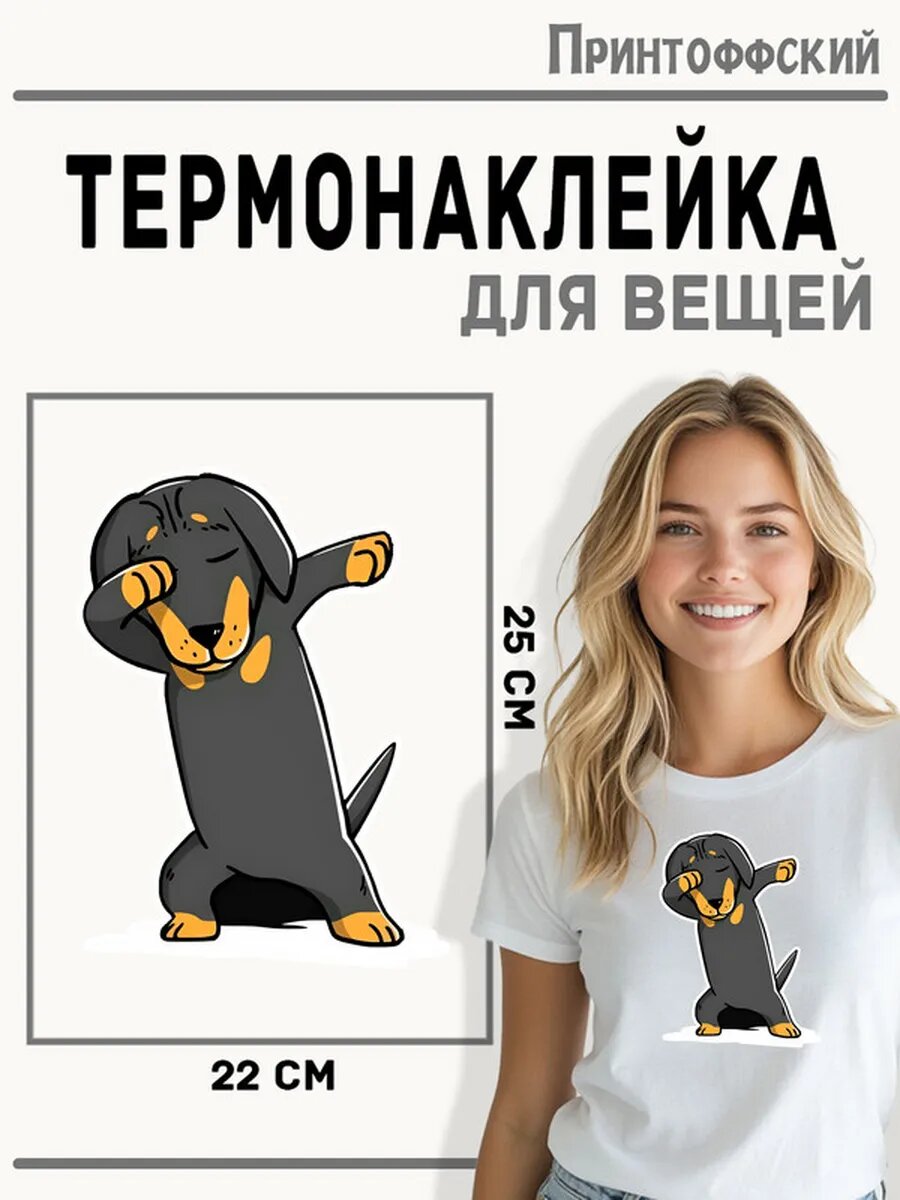 Термонаклейка для одежды и аксессуаров DTF-печать Такса Дэб — фото 1