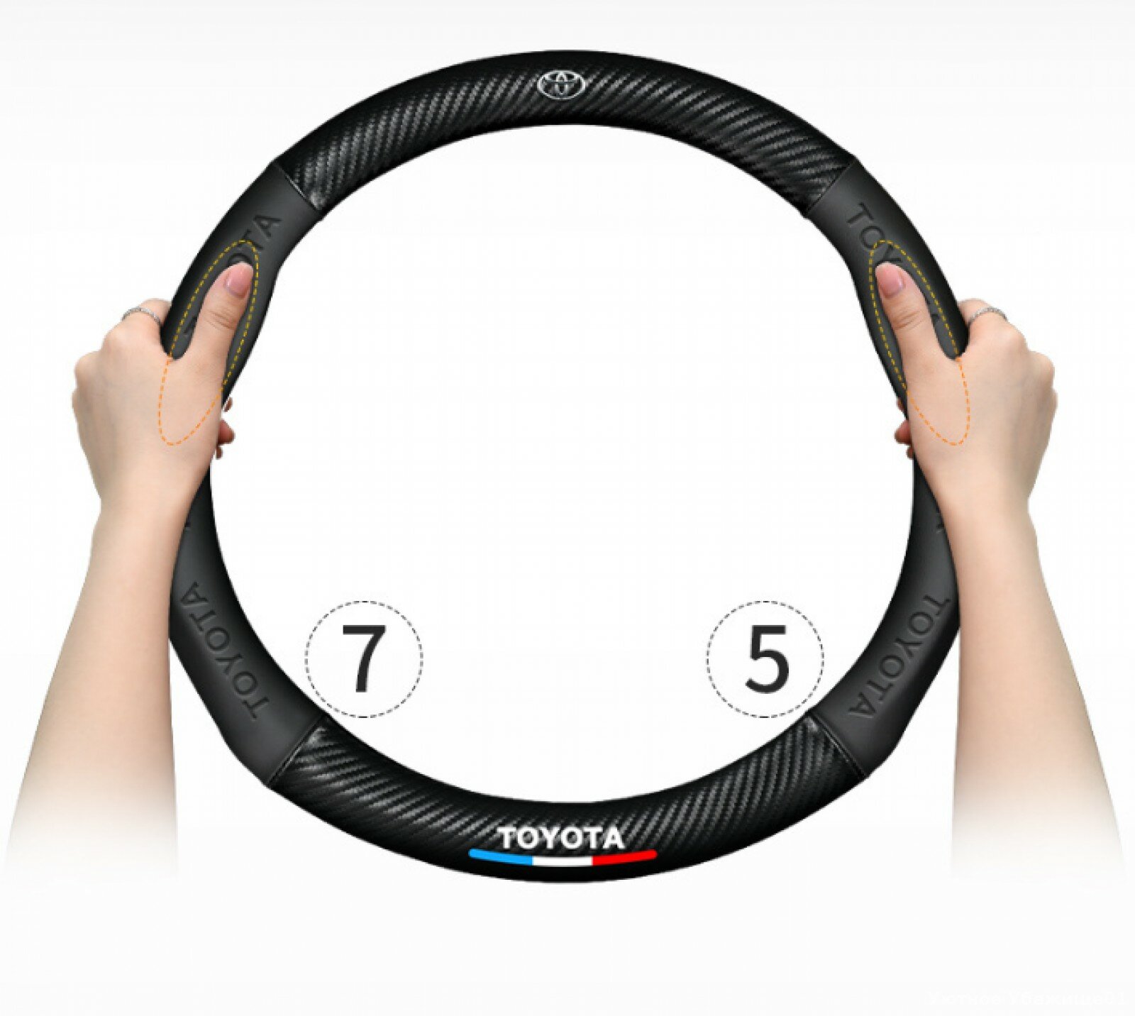 Чехол на руль MyPads для KIA Rio, Ceed, Cerato и других, натуральная кожа с углеродным волокном, размер М