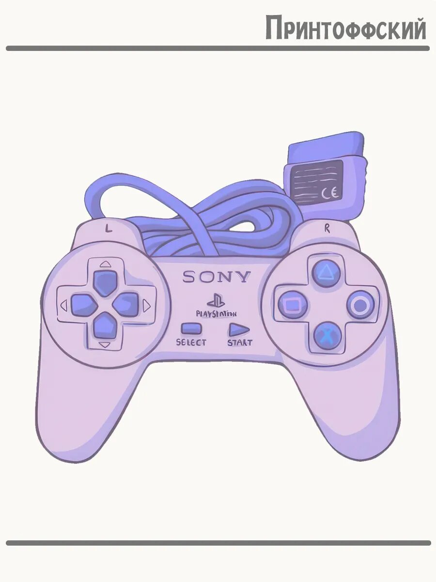 Термонаклейка для одежды и аксессуаров DTF-печать игровой джойстик старой sony playstation