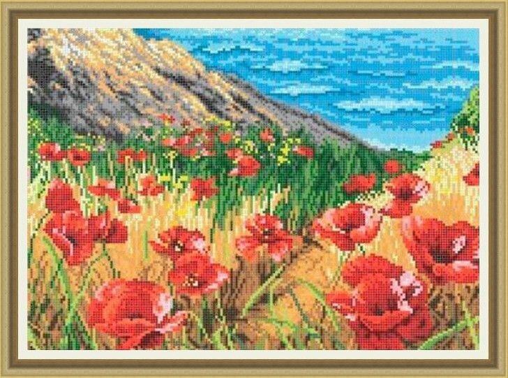 Схема для вышивки бисером "Долина маков"