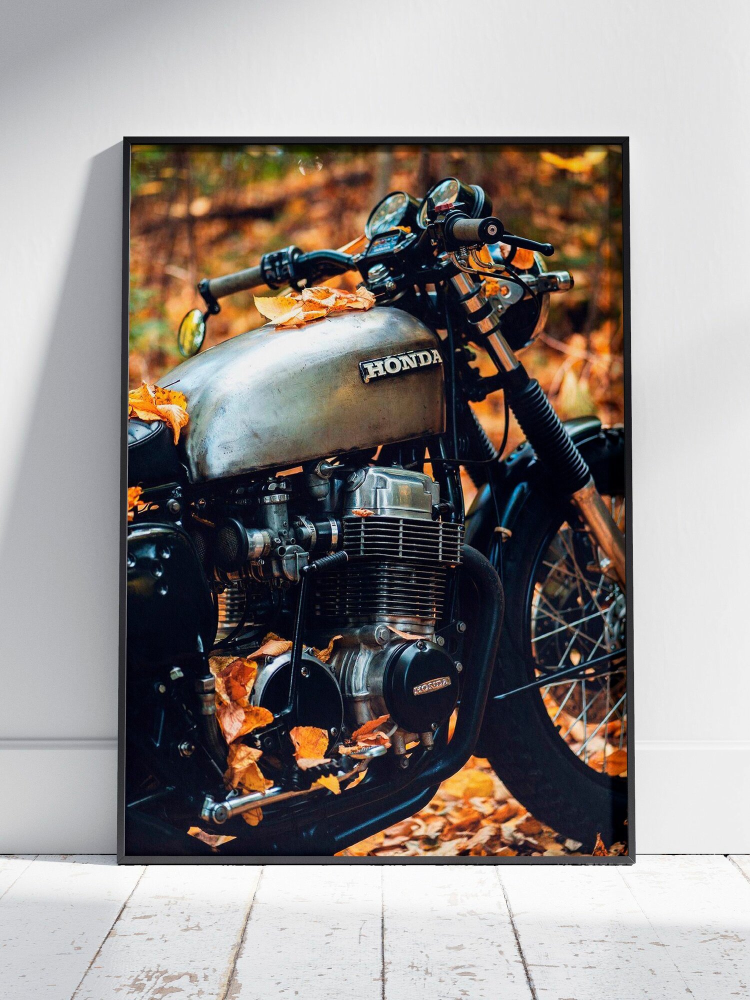 Плакат на стену для интерьера Мотоцикл (Honda CB750 4) - Постер по мото и байкам формата A4 (21x30 см)