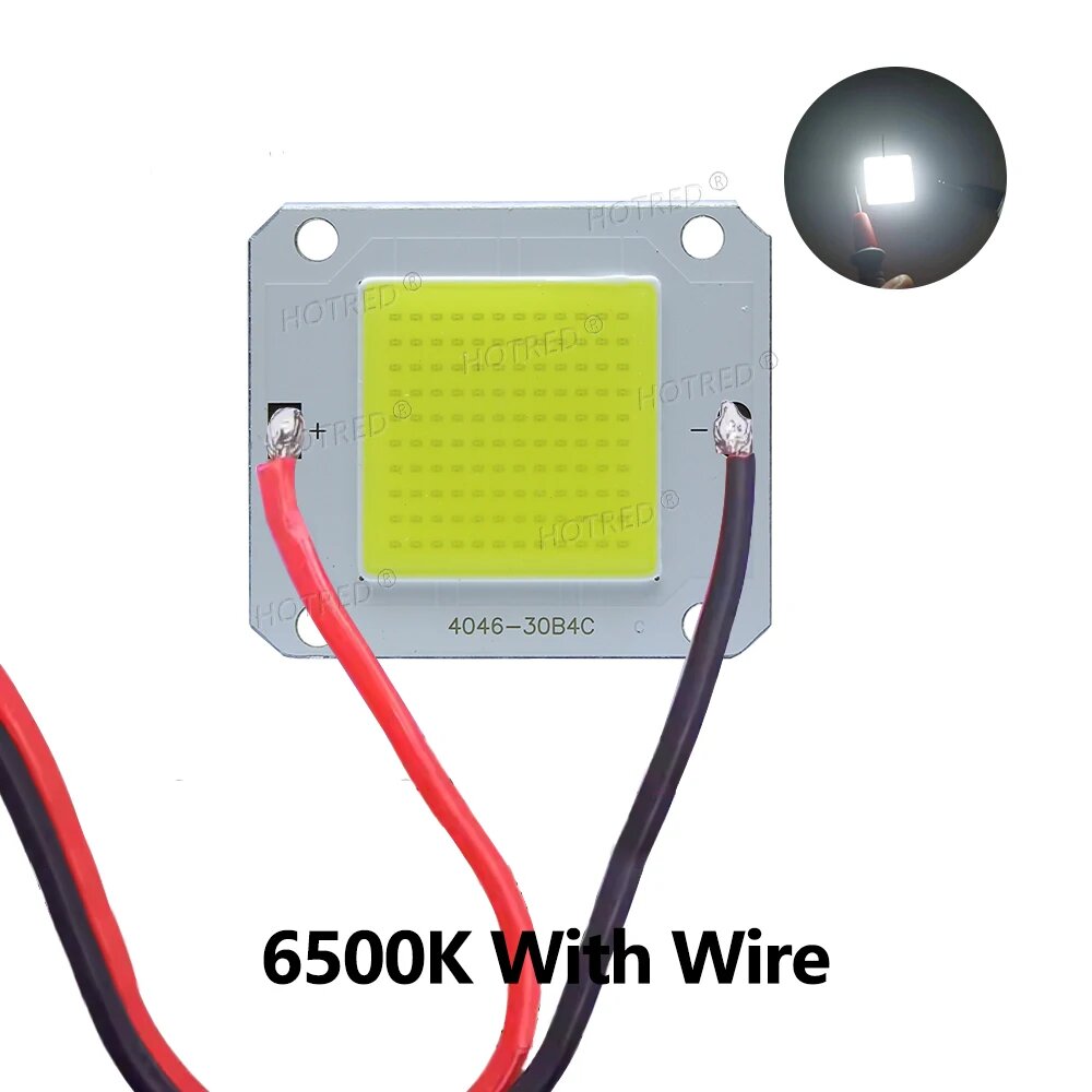 LED лампа HotRed COB 50W 12-14В 6500K With Wire
