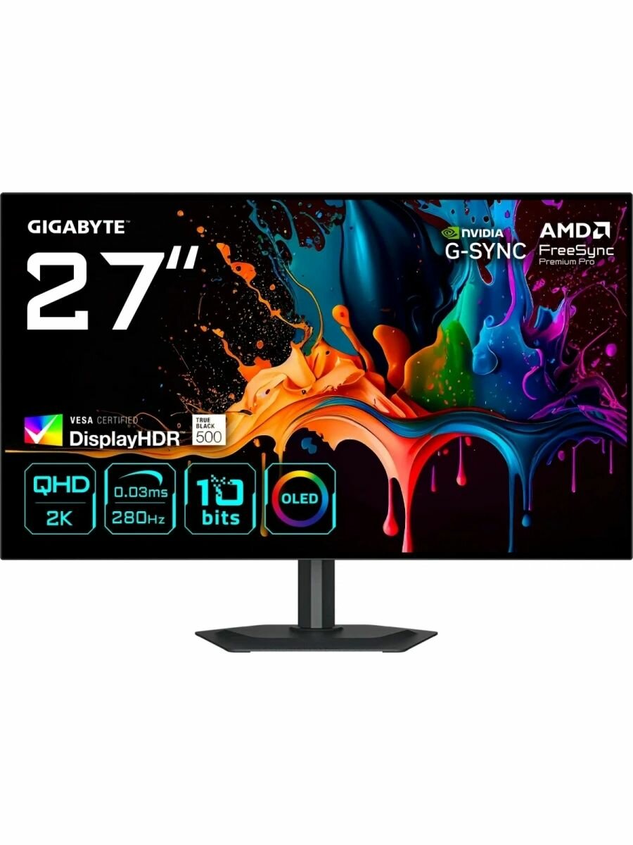26.5" Монитор Gigabyte GO27Q24 черный Quad 2K (1440p) QD OLED