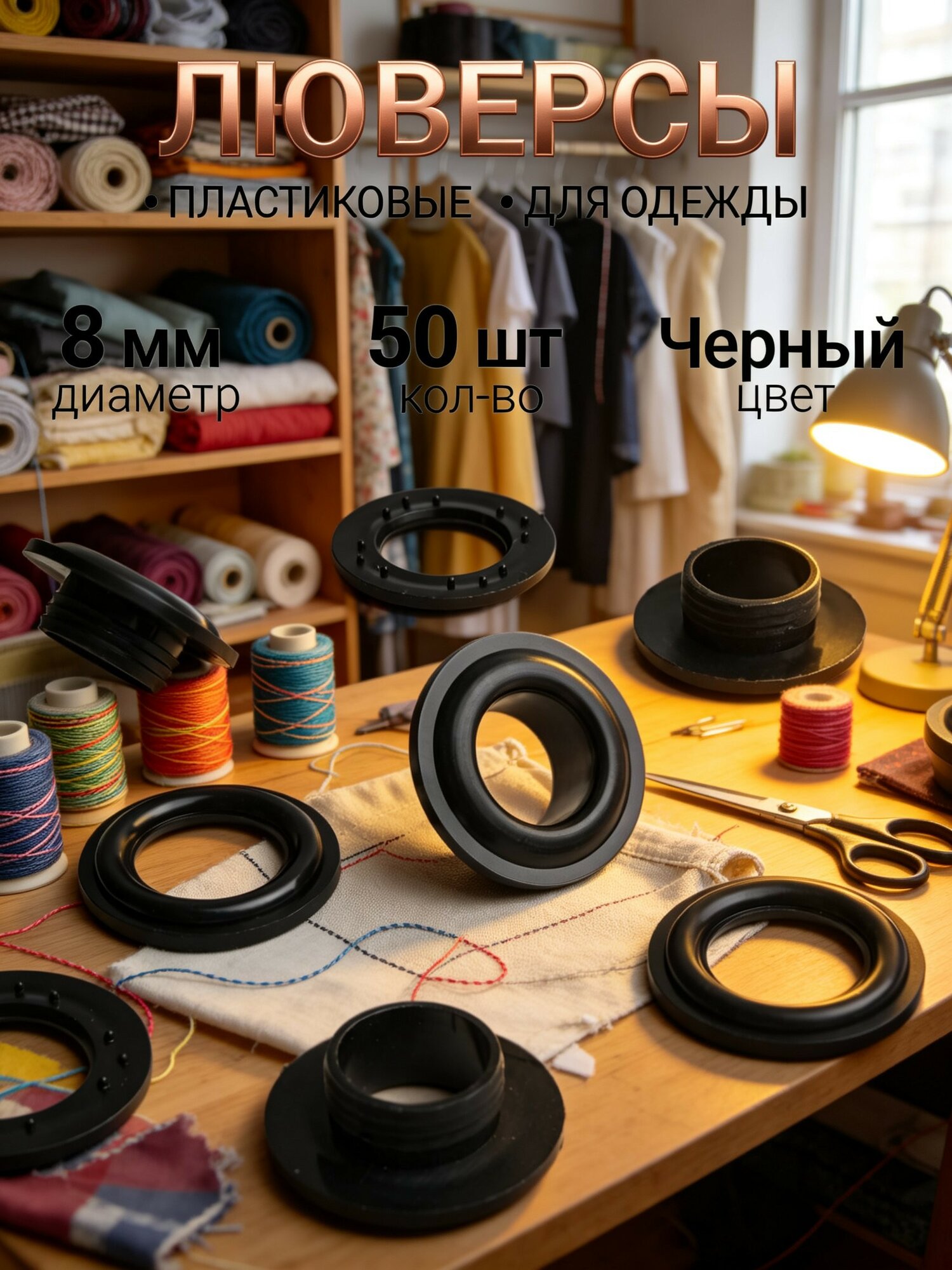 Пластиковые люверсы для ткани и баннеров, защёлкивающийся комплект блочка и кольца без инструментов 8 и 10 мм, чёрный и белый лёгкие коррозиеустойчивые