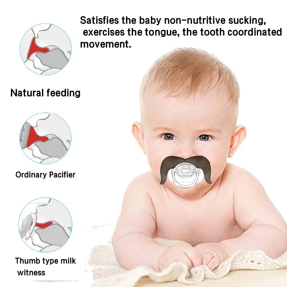 Соска-пустышка Baby Funny Mustache, силиконовая, без BPA, для новорожденных