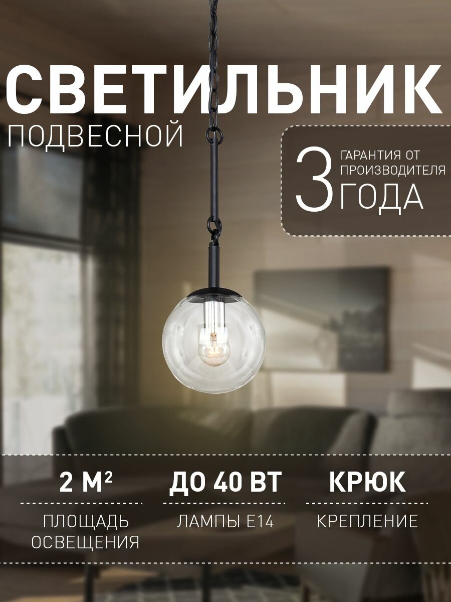 Подвесной светильник с регулировкой высоты Favourite 2169-1P, 2 кв м, E14 накаливания люминесцентная 40 Вт, 3000 K теплый белый, IP20, стекло