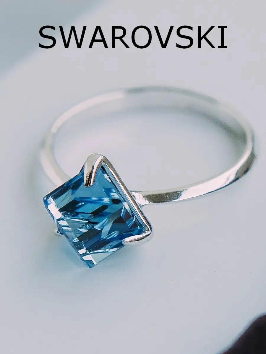 Кольцо помолвочное, кристалл, кристаллы Swarovski