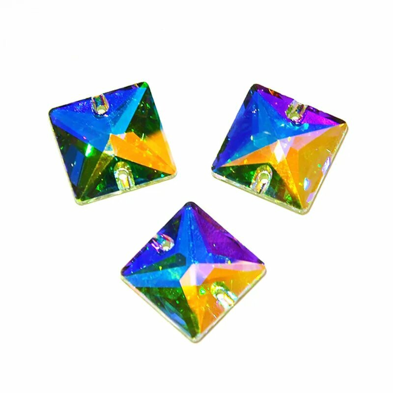 Стразы квадратные YANRUO 14mm Crystal AB, 16шт