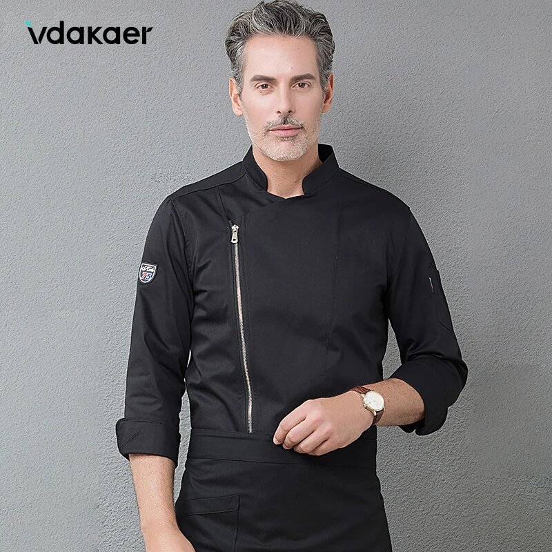 Черная куртка для повара vdakaer, размер L, длинный рукав