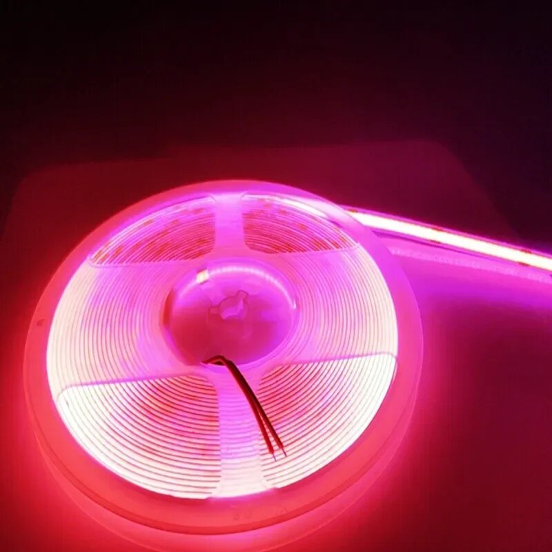 RnnTuu Светодиодная лента COB гибкая 320 светодиодов/м теплый белый Розовый, Pink, 12V-2Pin wire, 5м
