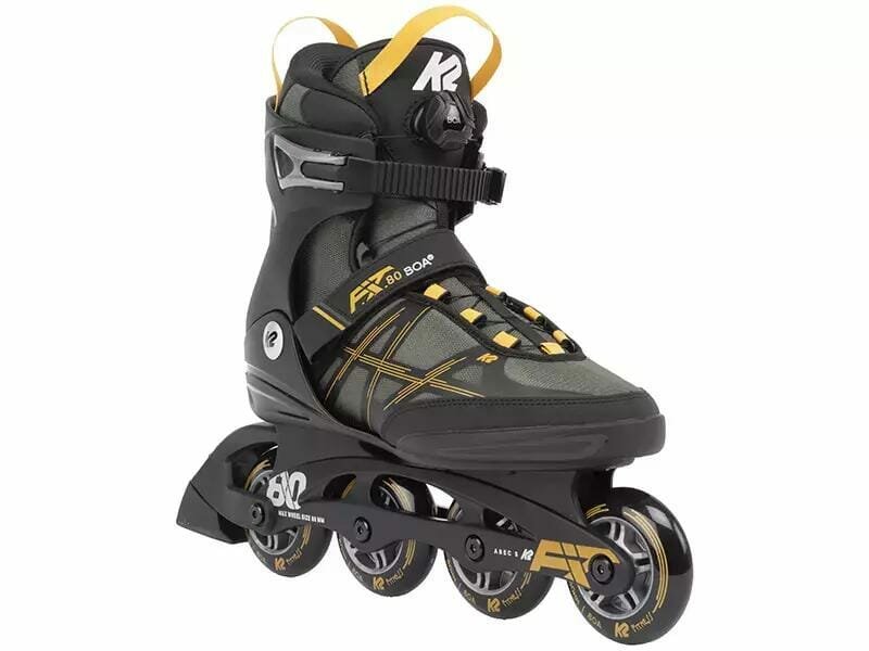 DECATHLON ролики k2 f.i.t. 80 boa 2022, черный/желтый, размер 43,5