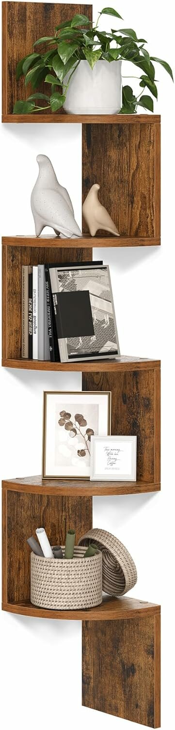 Пятиуровневая угловая книжная полка