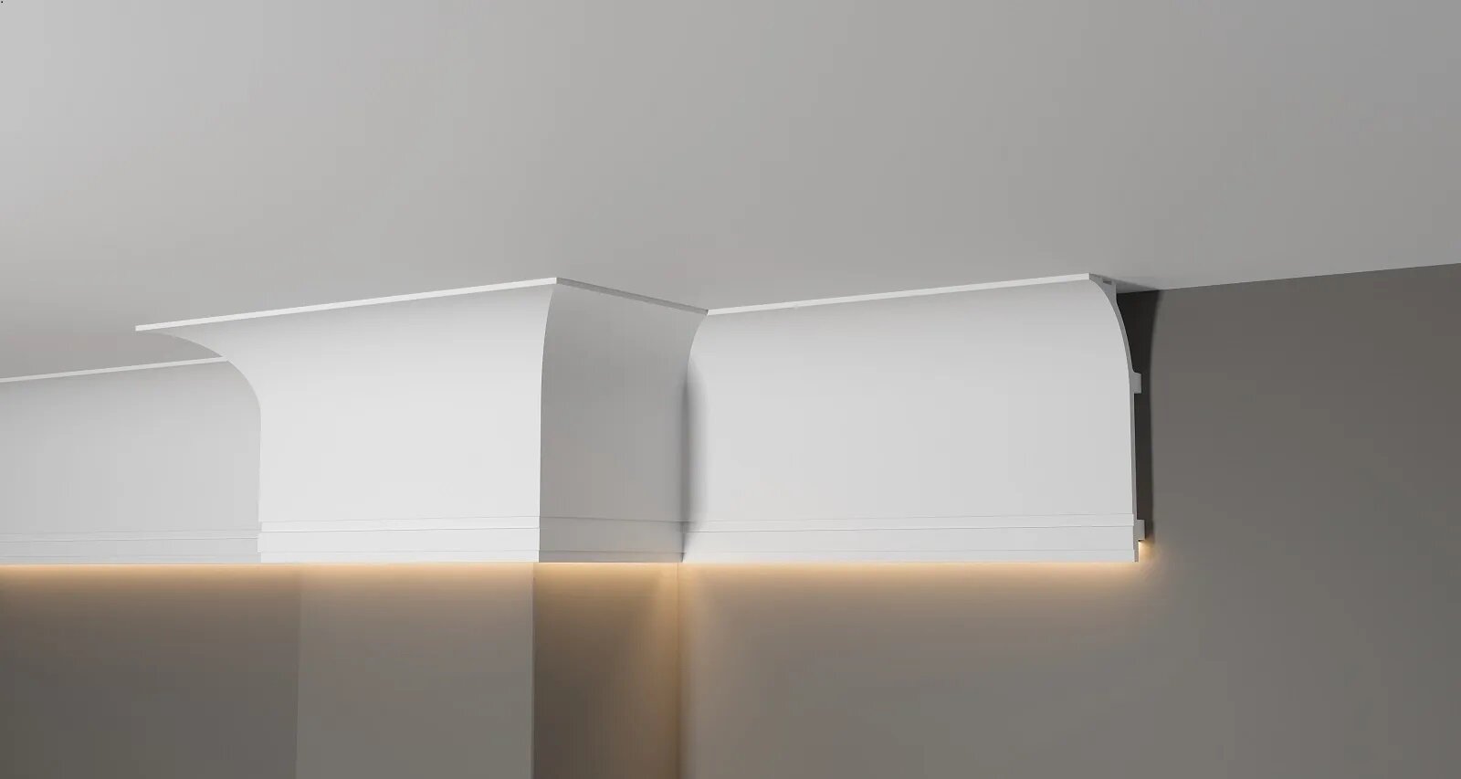 Карниз Decor-Dizayn DD520 Белая Лепнина Д2000хВ140хТ70 / Декор Дизайн.