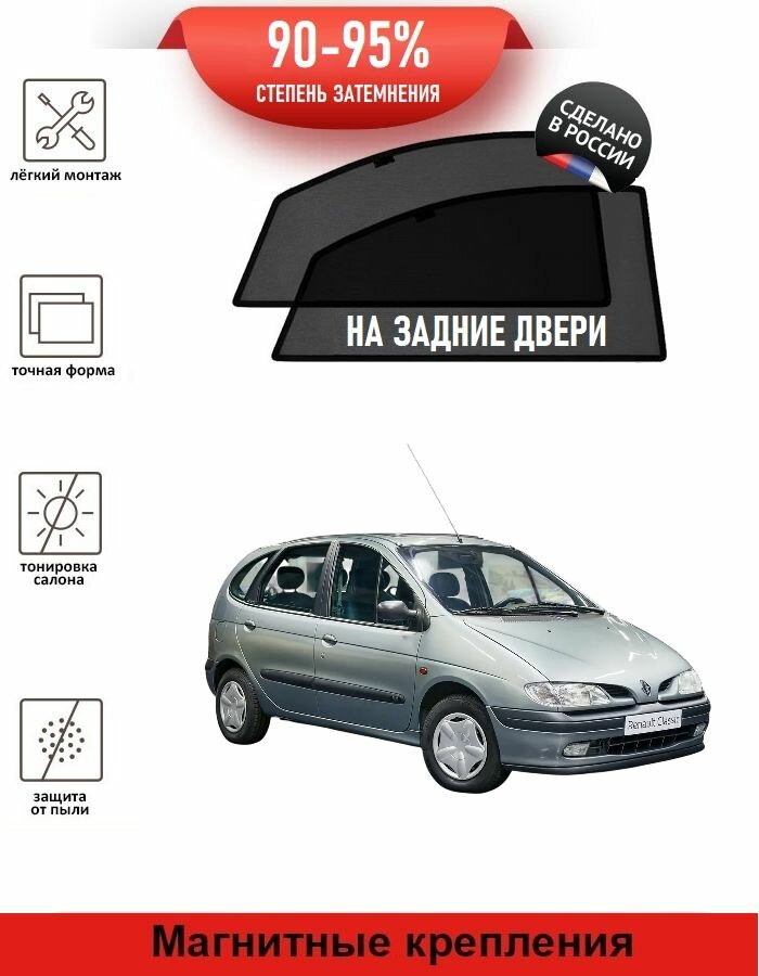 Автошторки LATONIK на Renault Scenic 1 (1996-1999) на задние двери на магнитах