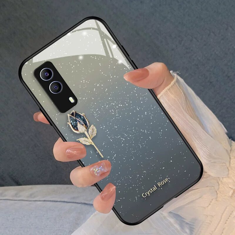 Чехол для Vivo Y78 с узором Звездная тюльпан, цвет Звездно-голубой, противоударный, мягкий силикон, прозрачная защита