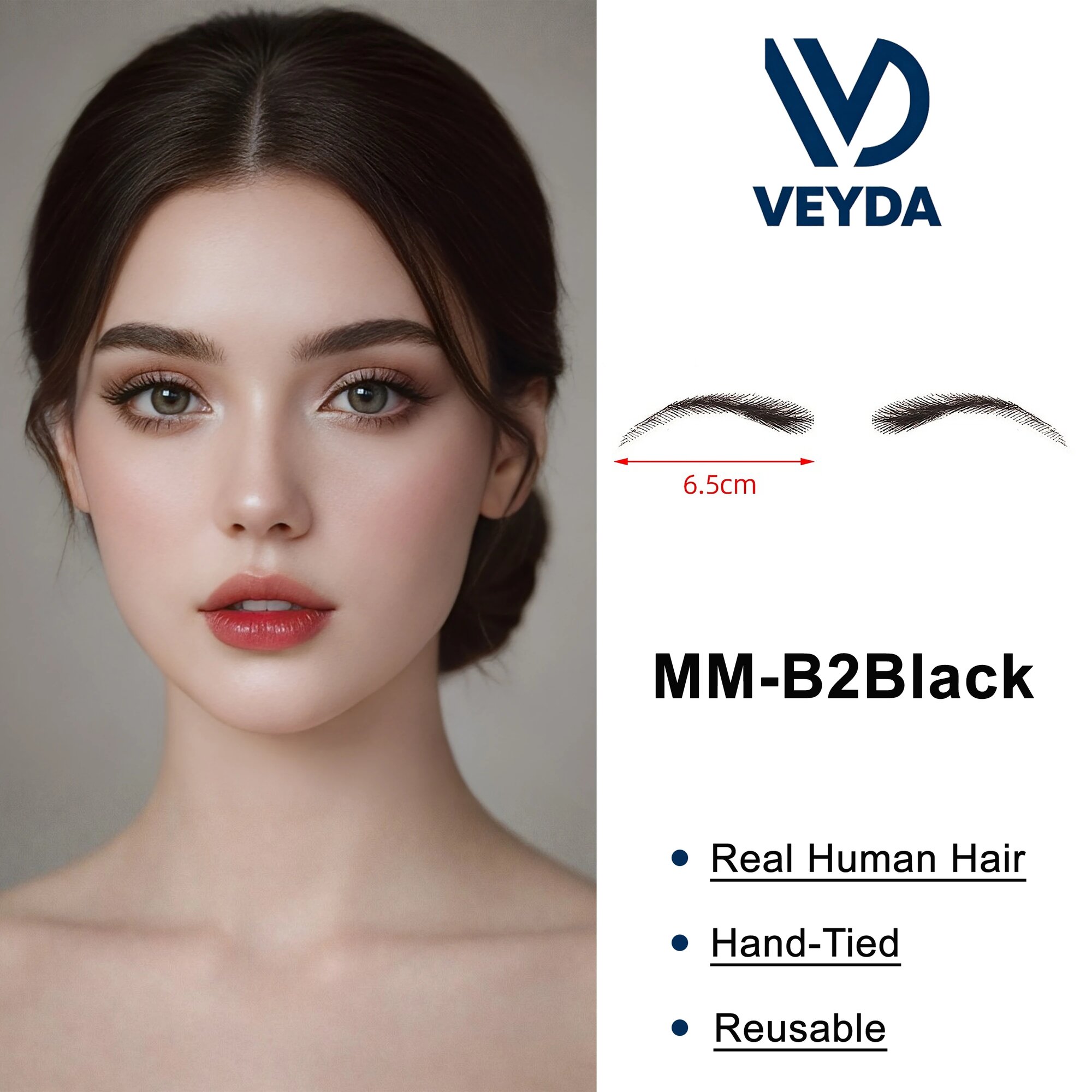 VEYDA Брови из натурального волоса, черные MM-B2