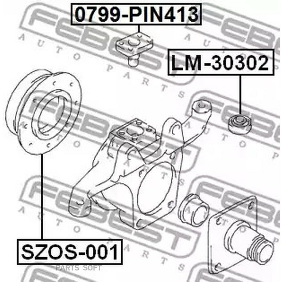 Палец кулака поворотного FEBEST 0799PIN413 SUZUKI JIMNY SN413 1998-2018