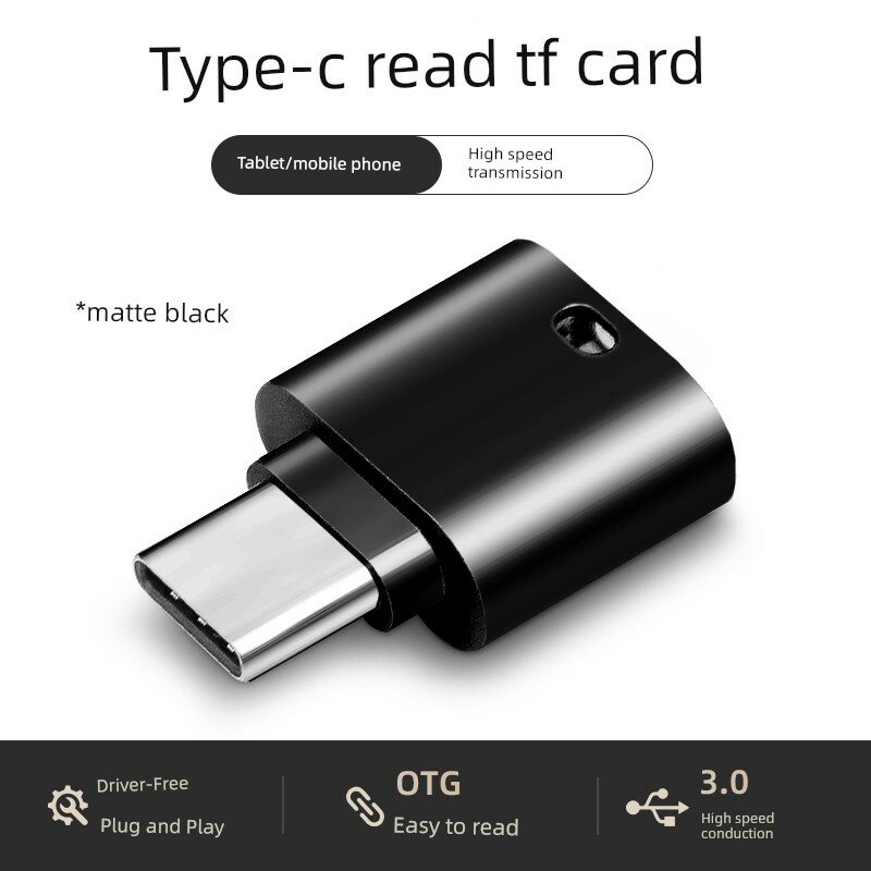Android OTG TF-карта читатель с металлическим черным покрытием, компактный дизайн для мобильных устройств, поддерживает