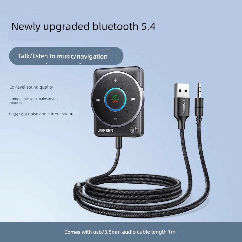 Беспроводной Bluetooth-приемник Greenlink 5.4 для автомобиля: AUX-кабель для подключения к USB-аудиосистеме автомобиля,