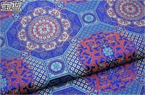 Парча синяя шелковая ткань 75*50 см, Color: A