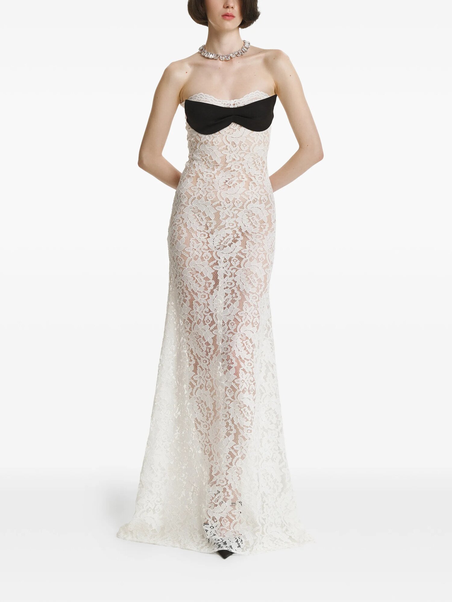 Платье Bow-detail lace dress