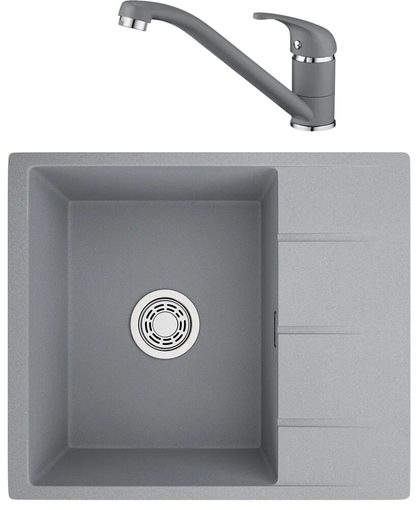 Комплект Мойка Emar Quartz / Смеситель 3009.9 Алмаз