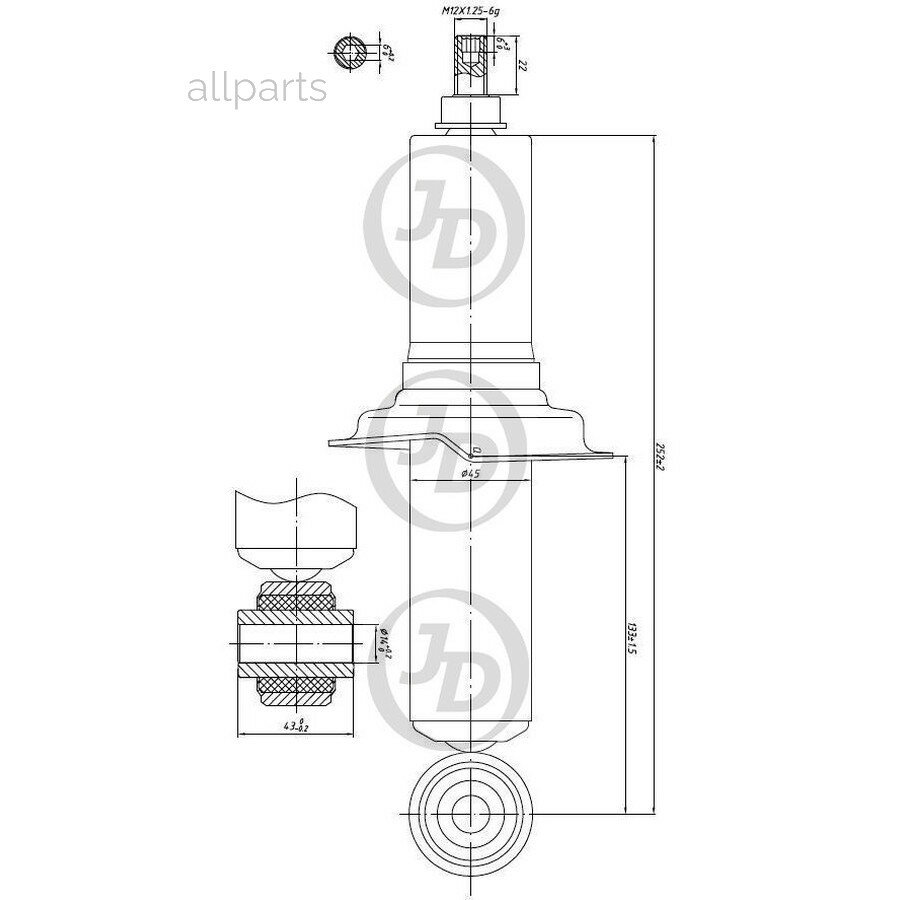 JUST DRIVE JAA0164 Амортизатор газомасляный задний /341275/
