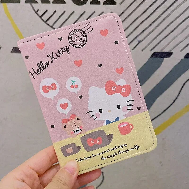 Милый чехол для паспорта Sanrio, мультяшный дизайн, органайзер для документов Cooler Master Hello Kitty, рождественская тематика для женщин.