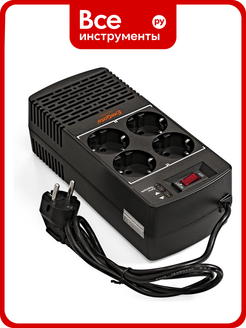 Стабилизатор ExeGate Power AD5000-1200 1200VA/600W, диапазон 150-280В, 4 евророзетки 285940 для коррекции напряжения