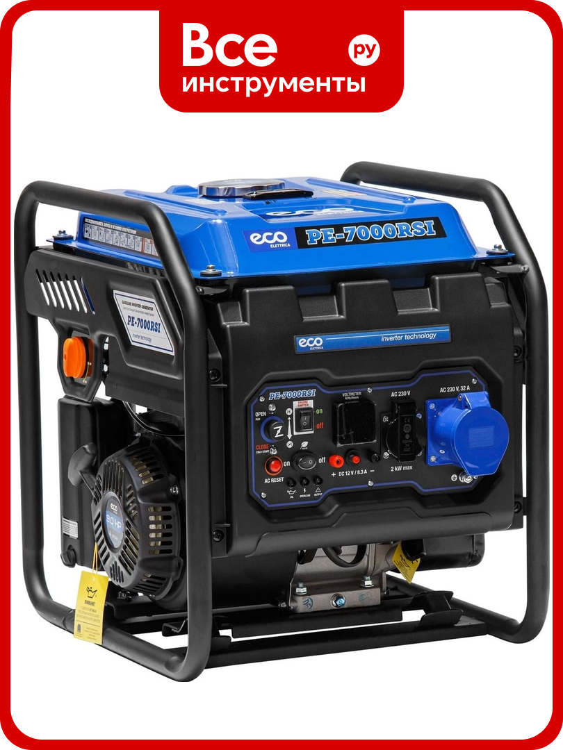 Инверторный бензиновый генератор ECO PE-7000RSI EC1563-9 с 4‑тактным двигателем, цифровым дисплеем и датчиком уровня
