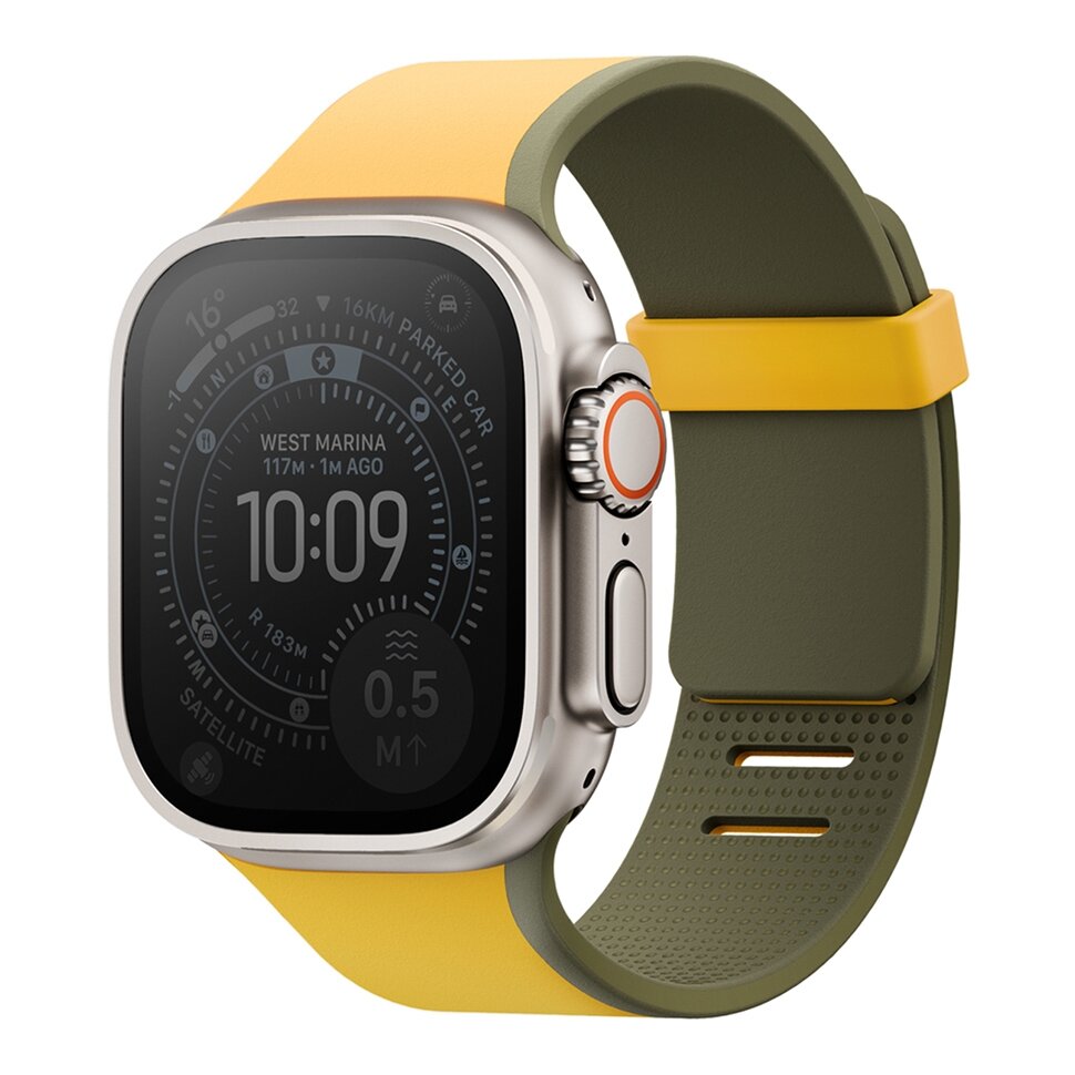 Uniq силиконовый ремешок для Apple Watch 49/46/45/44 mm, Revix IV reversible Magnetic, Canary Yellow/Deep Forrest