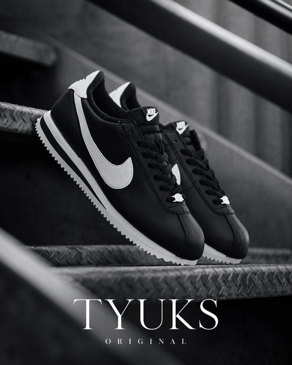 Кроссовки Cortez Leather "Black White"