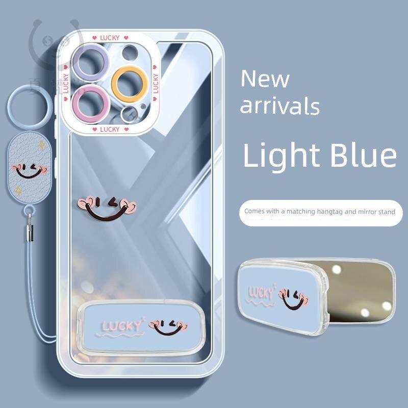 IPhone 17 розовый чехол с сердцем и улыбкой, бирка и стойка