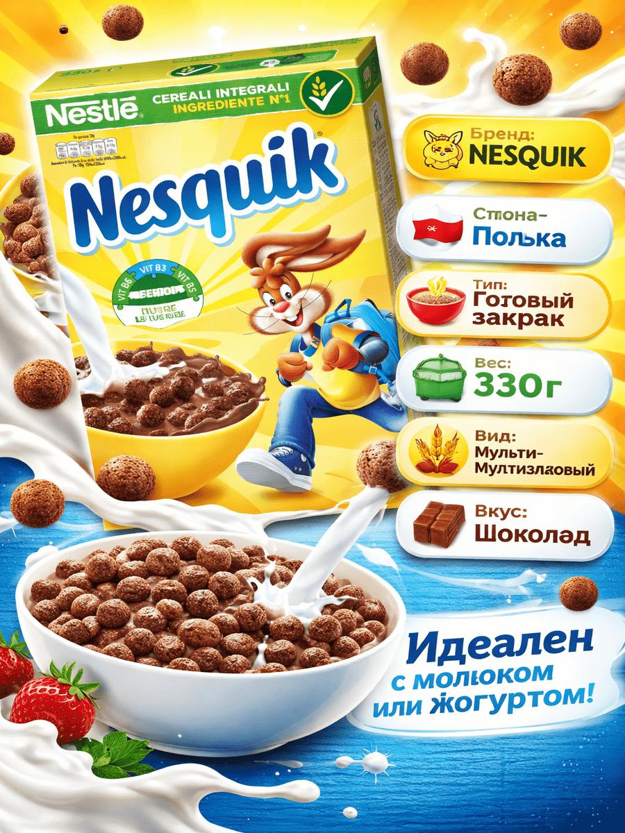 Готовый завтрак Nesquik Хрустящие шарики, 330г