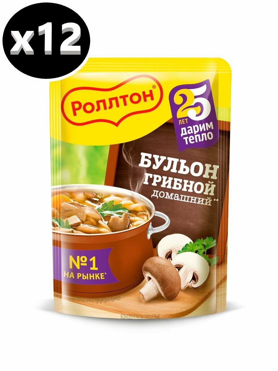 Роллтон Бульон грибной домашний 90 г х 12 шт