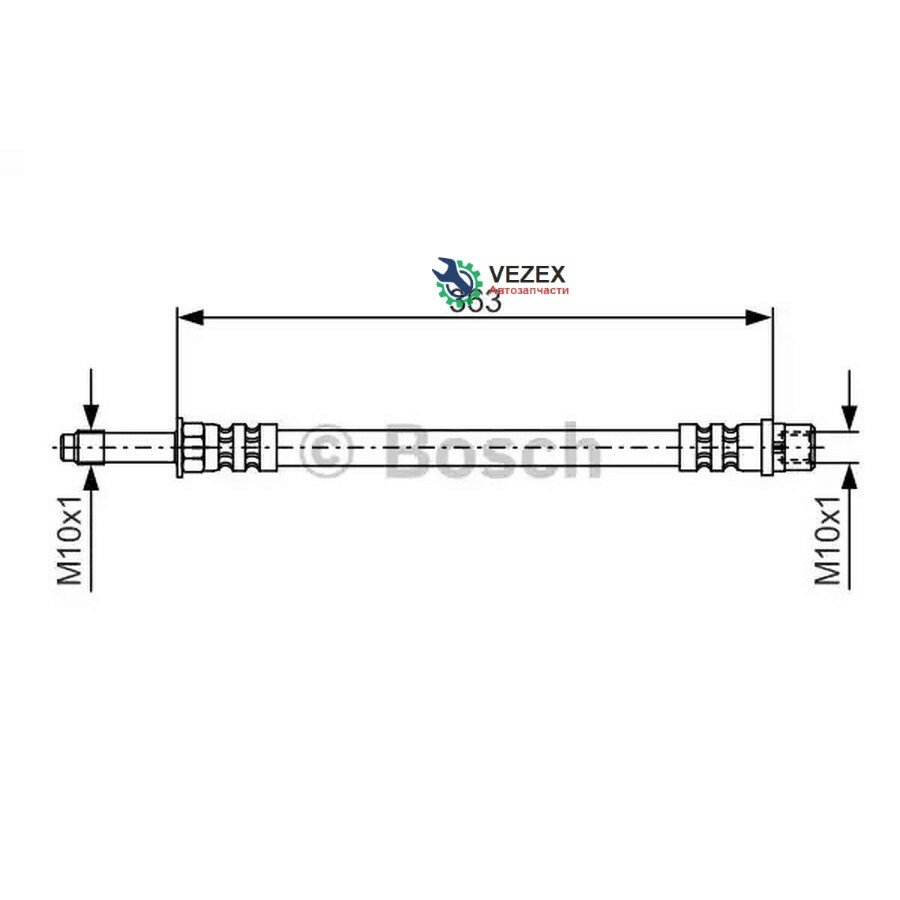 BOSCH 1987476295 шланг торм. перед./зад. ! L=414\ MB Sprinter, VW LT all 95>