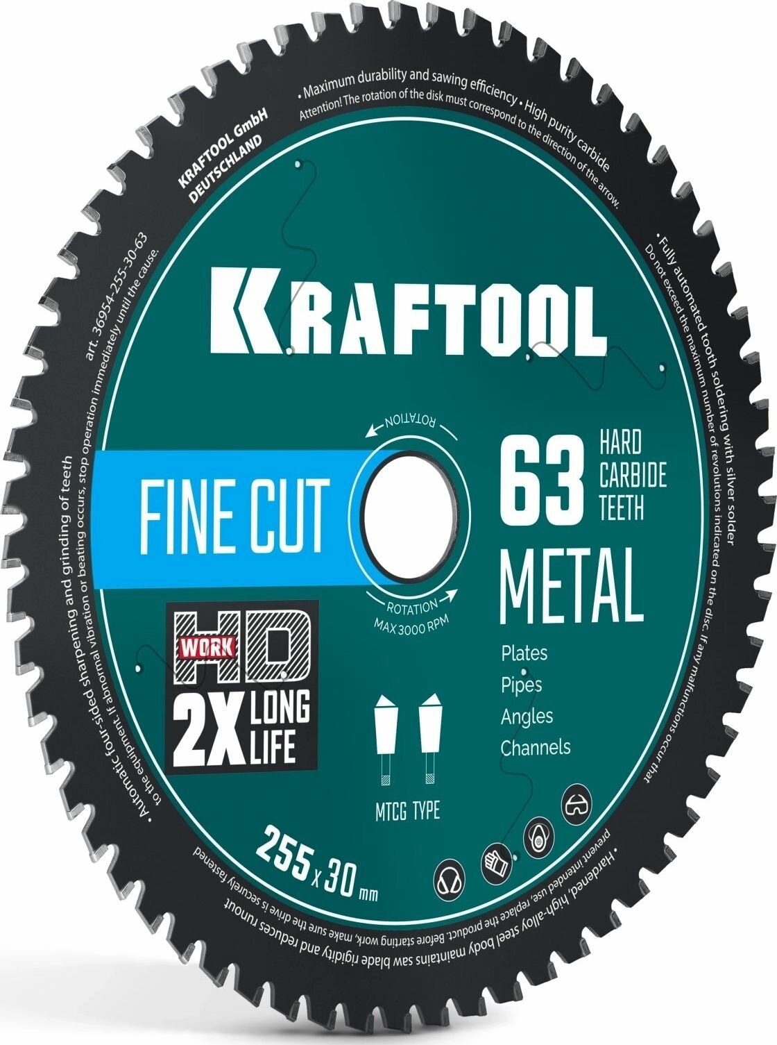 Диск пильный по металлу и стали KRAFTOOL Metal Cut 255 х 30 мм, 63Т