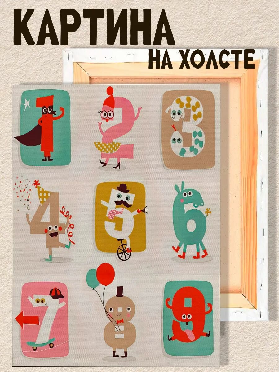 Картина на стену в детскую комнату Цифры