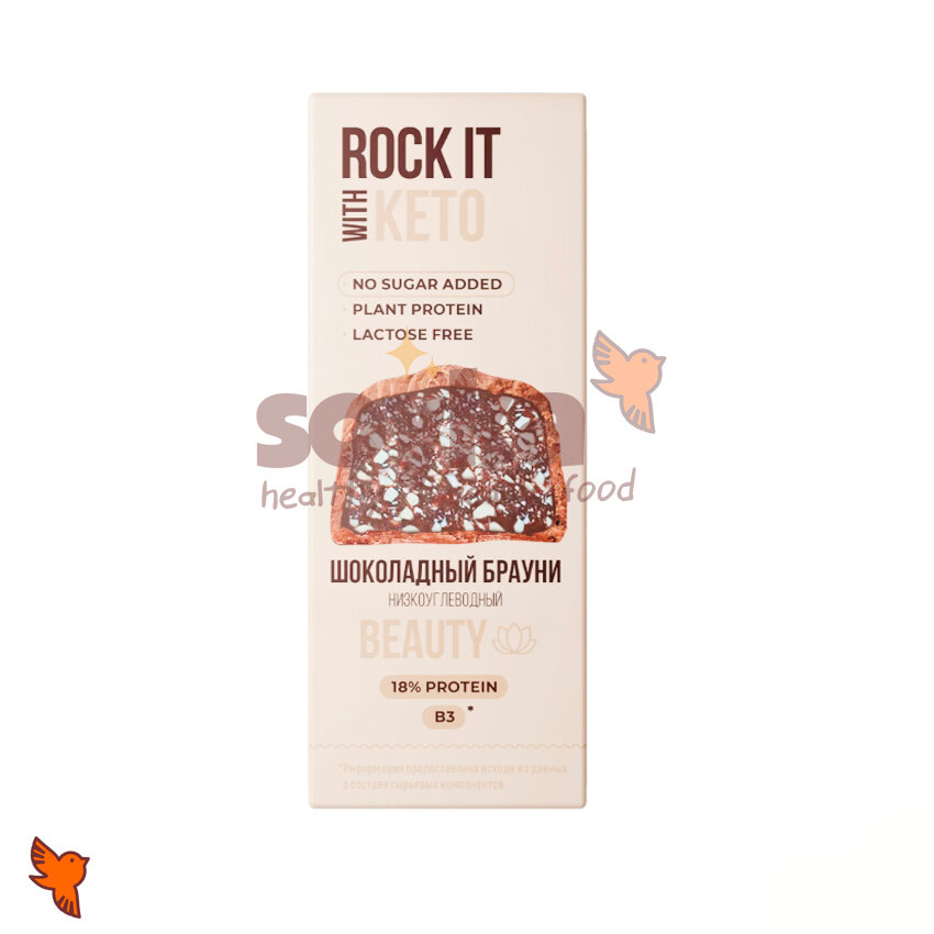Батончик протеиновый низкоуглеводный шоколадный брауни Rock IT, 40г
