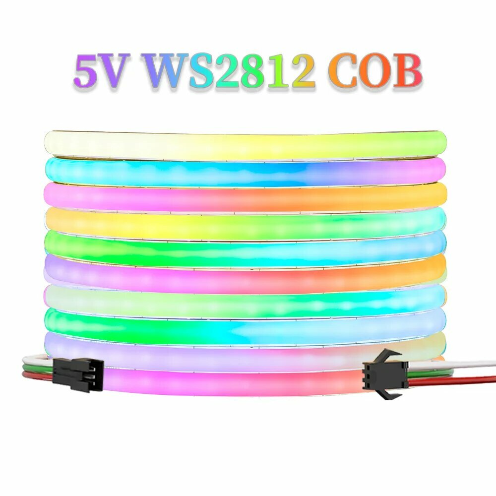 RGBIC Светодиодная лента TNALANT 5В/12В WS2812B 160 светодиодов/м с пультом 5V WS2812 COB, 5M